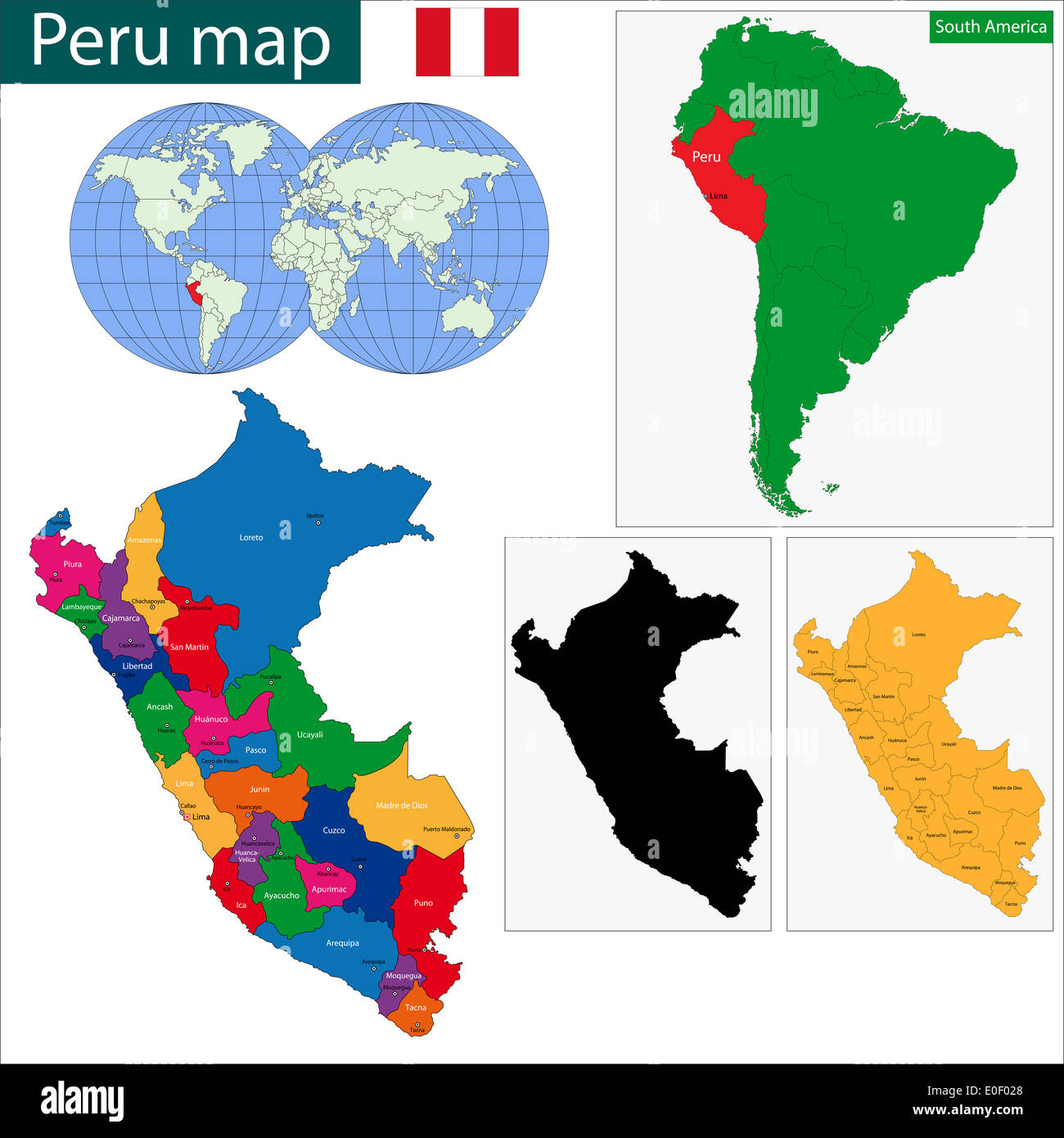 Mapa del peru con region lima fotografías e imágenes de alta resolución ...