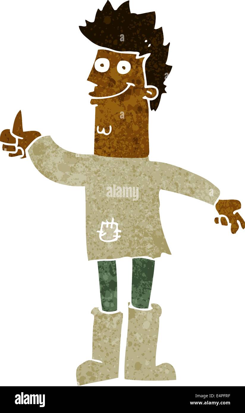 Cartoon Pensamiento Positivo El Hombre En Harapos Imagen Vector De