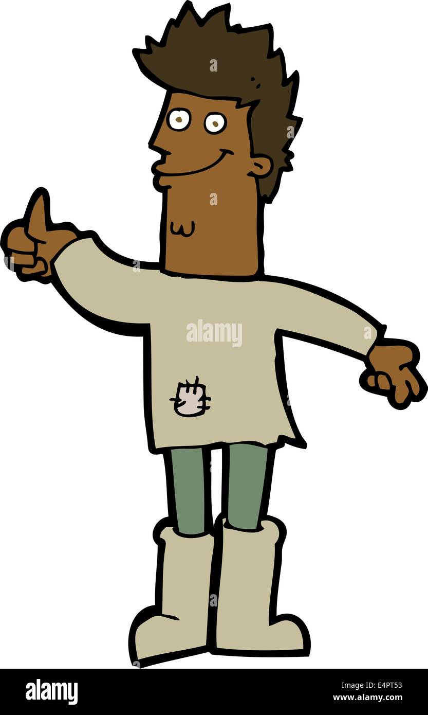 Cartoon Pensamiento Positivo El Hombre En Harapos Imagen Vector De