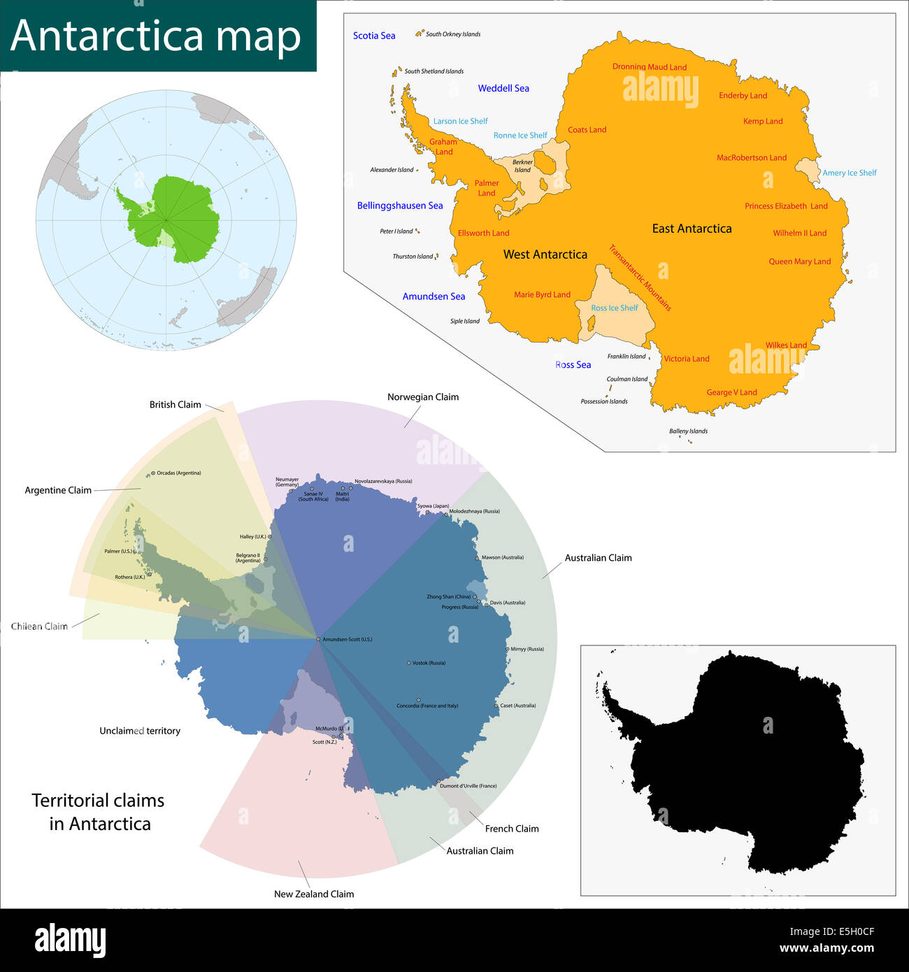 Mapa De La Antártida Fotografía De Stock Alamy