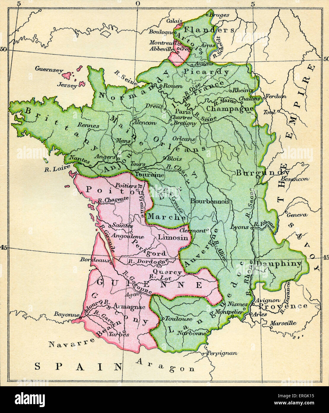 Mapa De La Francia Medieval Del Siglo Xv