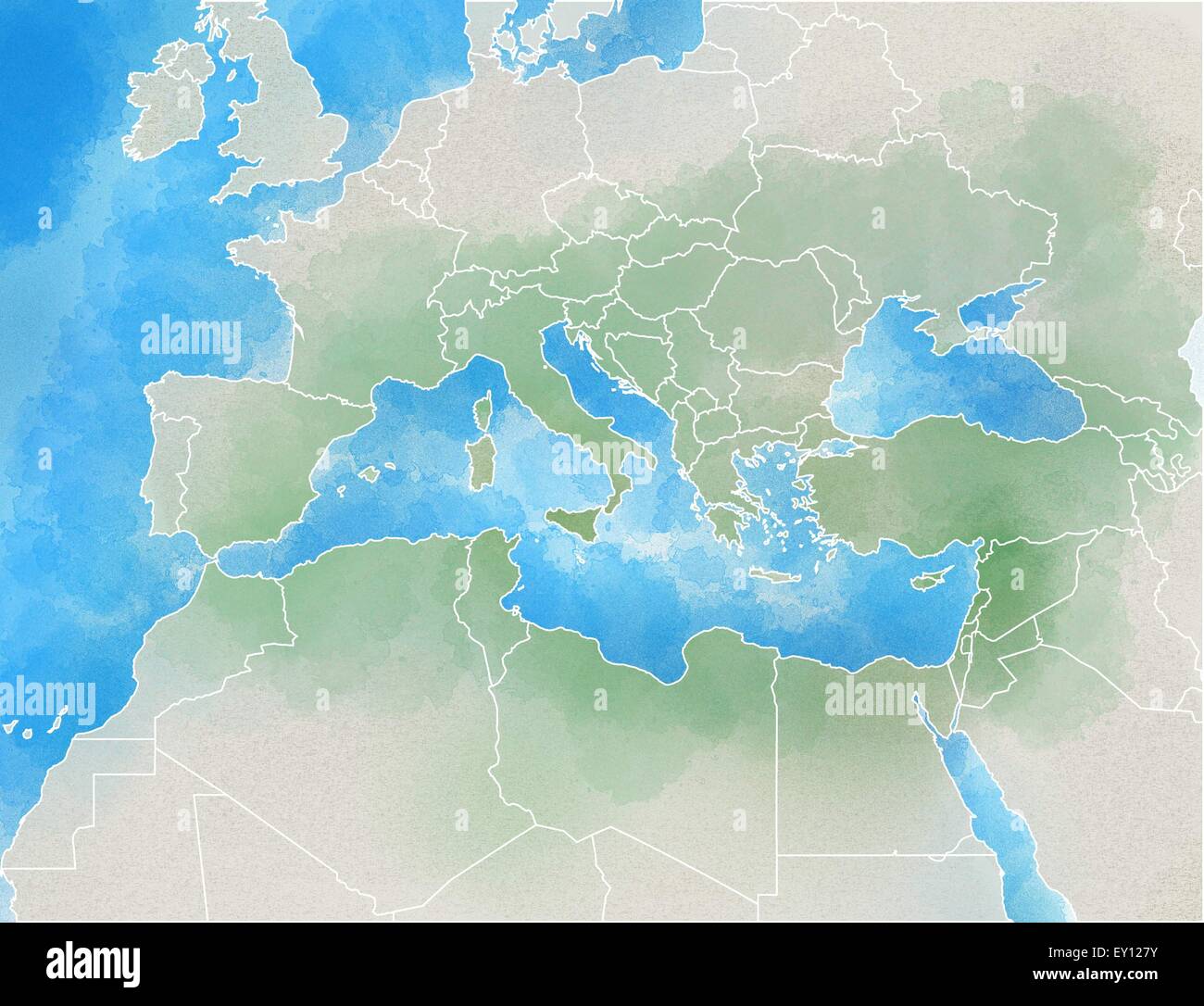 Mapa En Blanco De Oriente Medio Y Europa