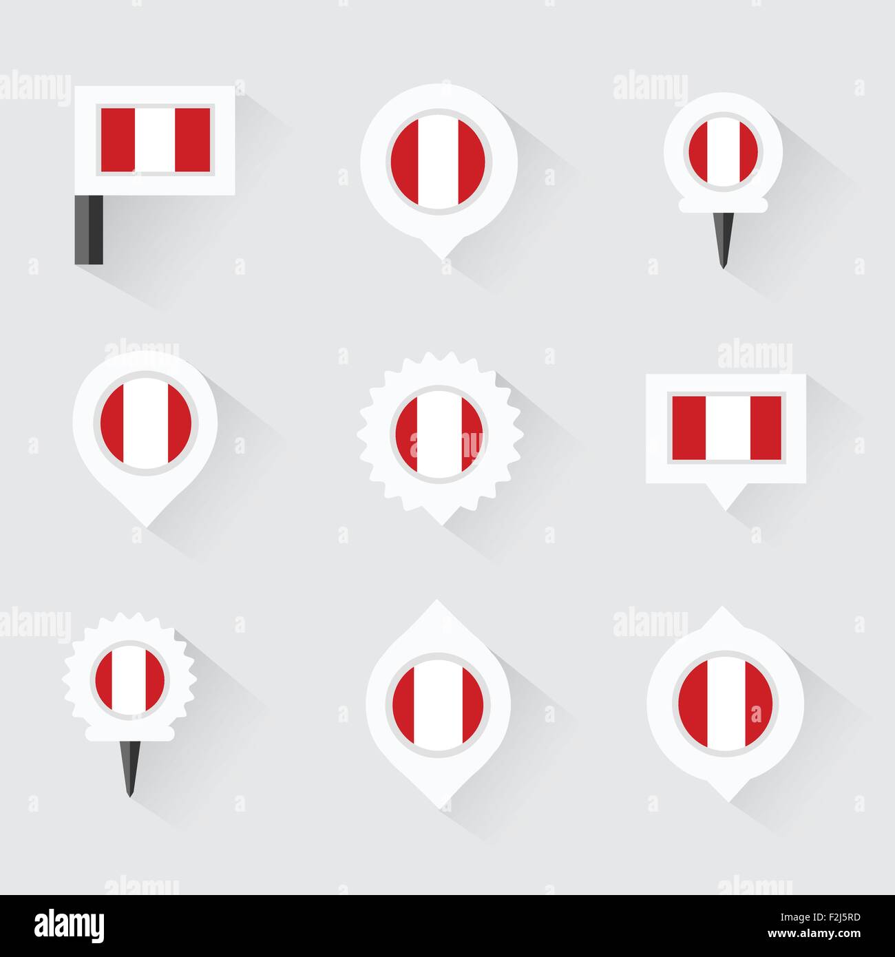 Bandera De Perú Y Pasadores Para Infografía Y Diseño De Mapas Imagen