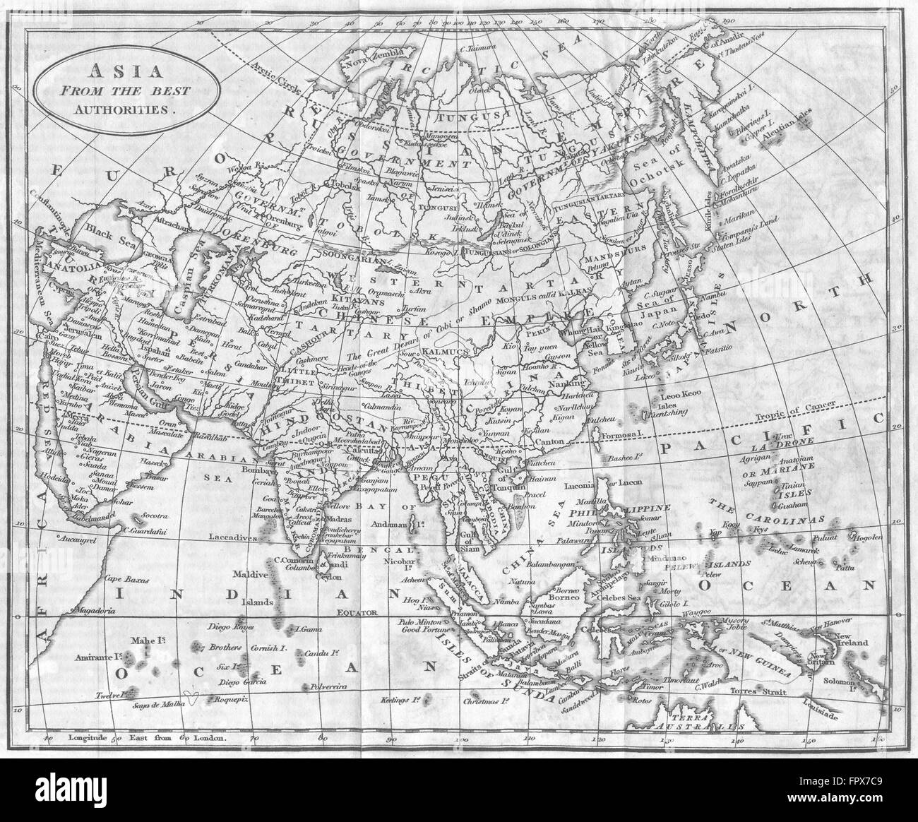 Mapa Blanco Y Negro De Asia