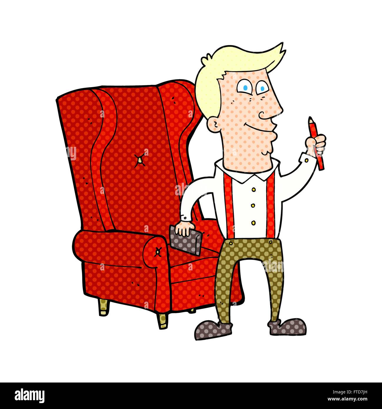 Dibujado A Mano Alzada Cartoon Hombre Con Cuaderno Y Un Lápiz Imagen
