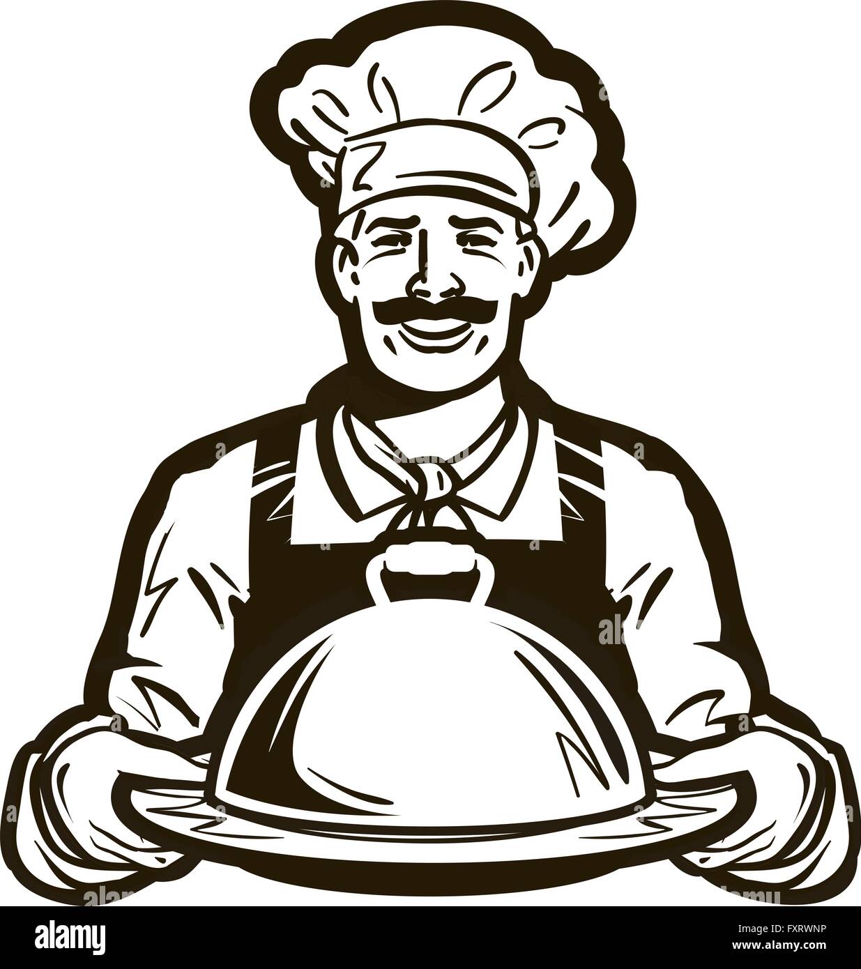 Cocinero Chef Del Vector Logo Restaurante Cafetería O Plato Comida