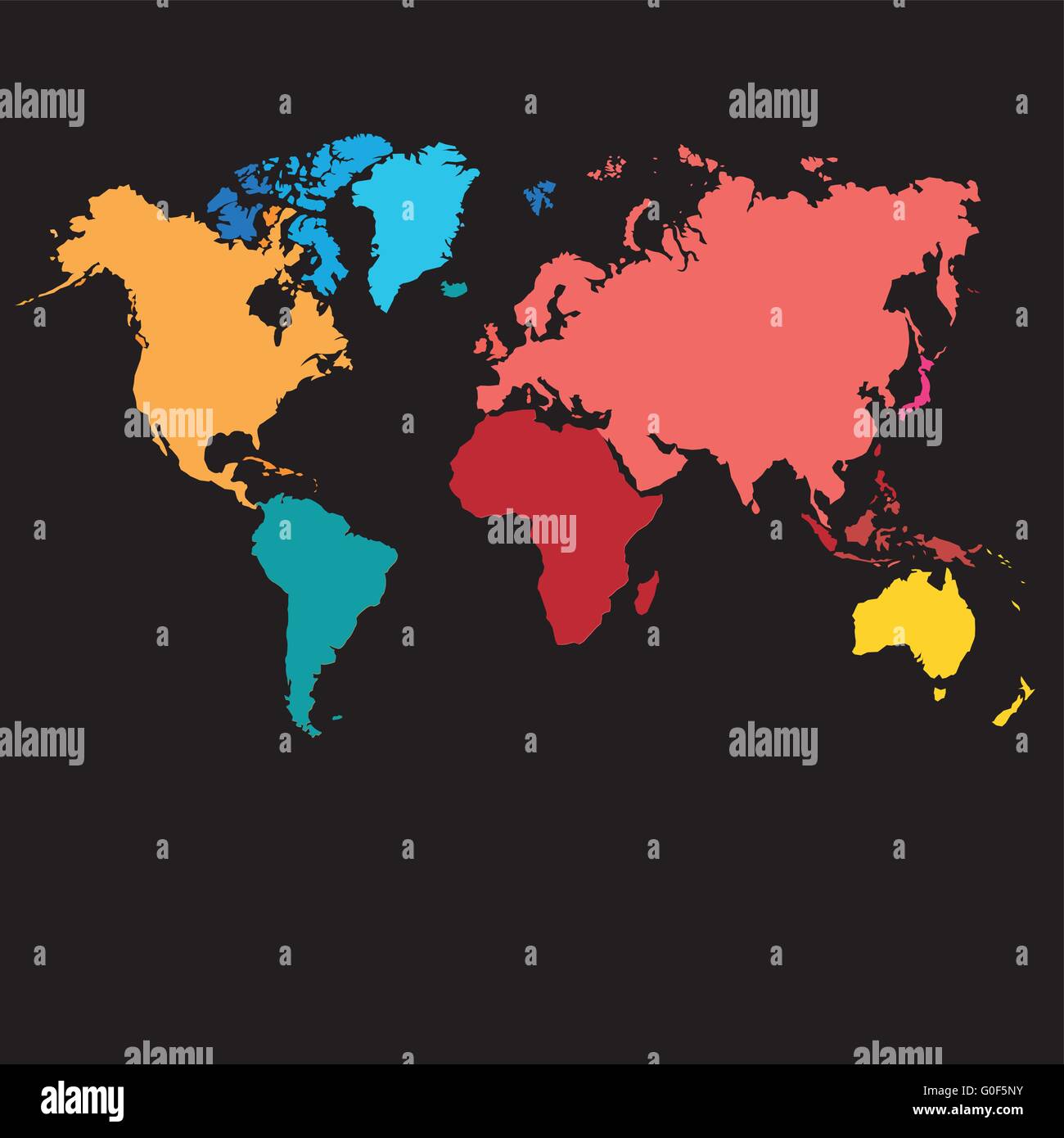 Gráfico color mapa del mundo Imagen Vector de stock - Alamy