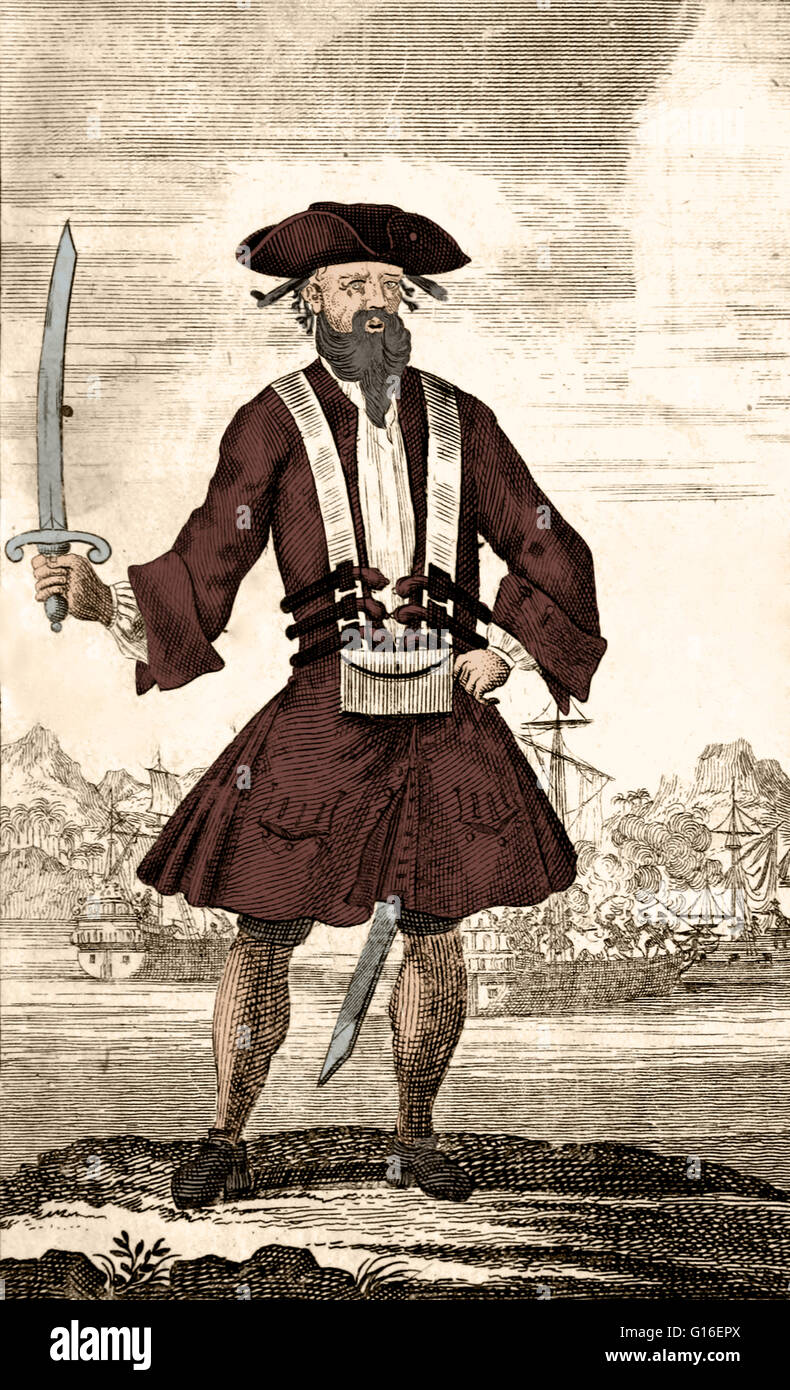 Color Grabado De Blackbeard Mejorada De Una Historia General De Los