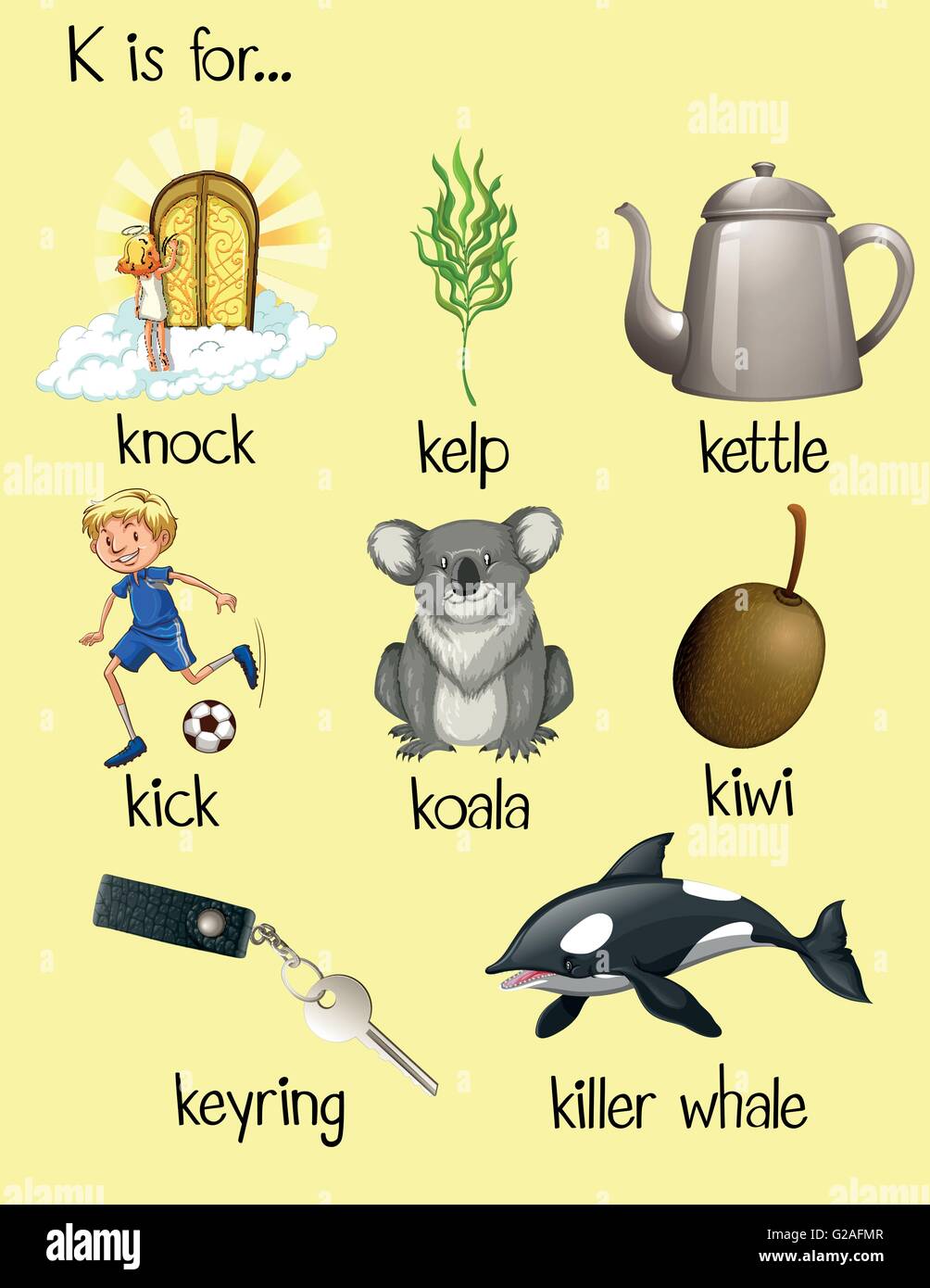 Muchas Palabras Comienzan Con La Letra K Ilustración Imagen Vector De