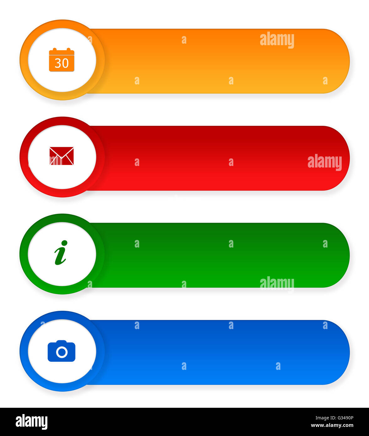 Coloridos botones redondeados para menú de página web, marketing o ... Coloridos botones redondeados para menú de página web, marketing o ...