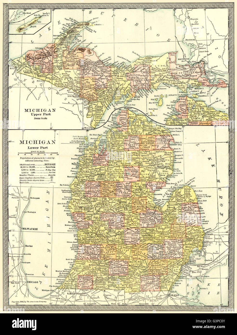 Mapa De Los Condados Del Suroeste De Michigan Con Ciudades Enumeradas