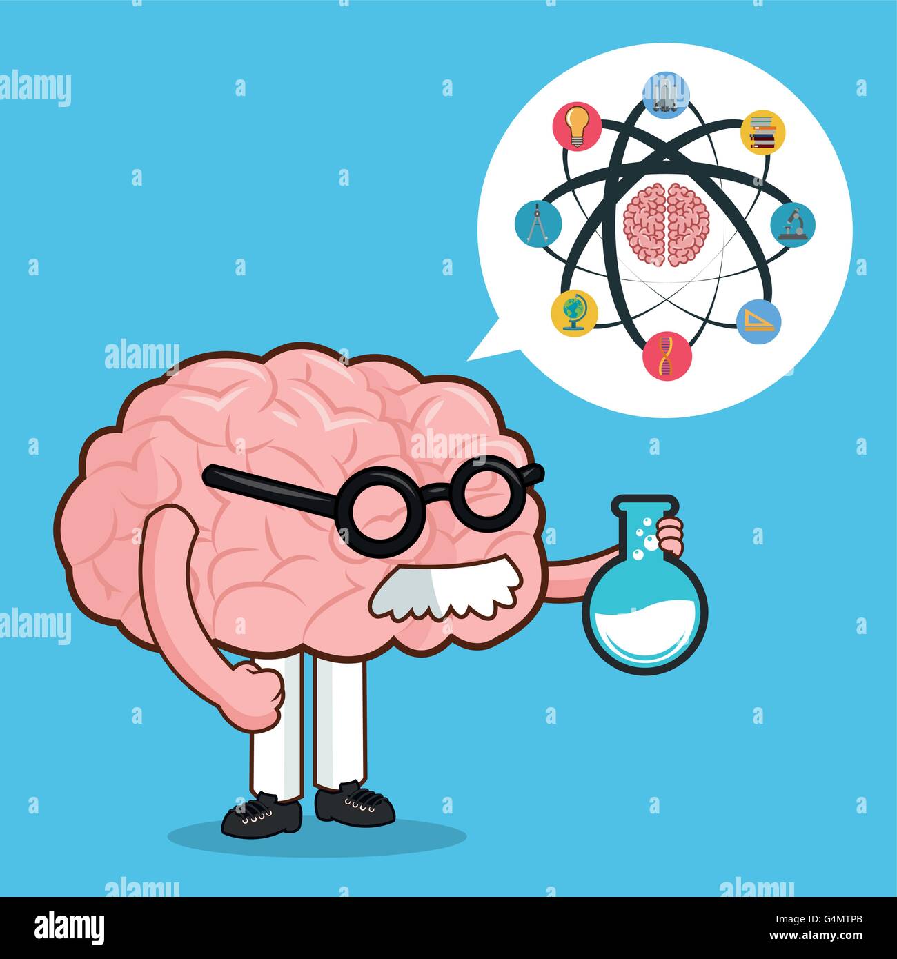 La Ciencia Del Diseño Colorido Ilustración Icono De Cerebro Imagen