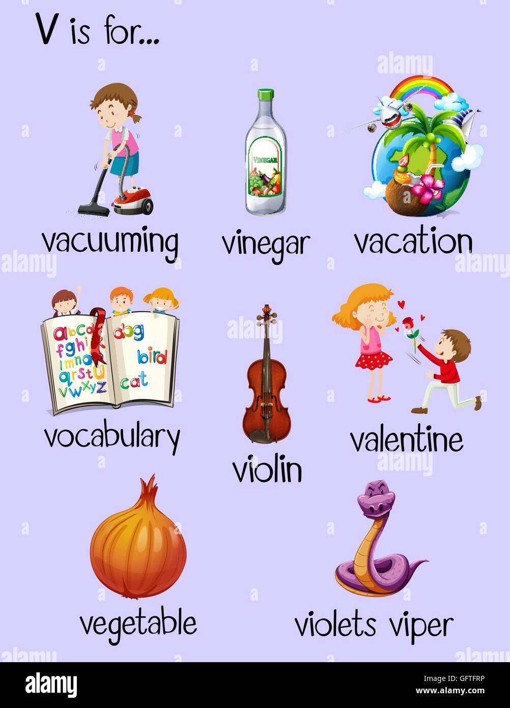 Muchas Palabras Comienzan Con La Letra V Ilustración Imagen Vector De