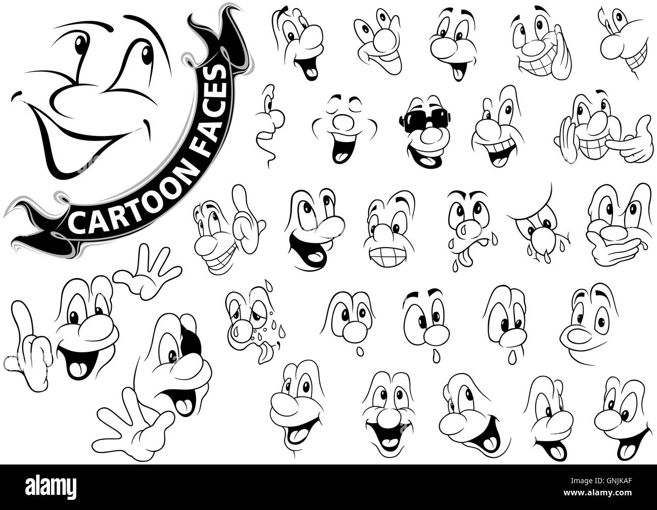 Conjunto de caras de dibujos animados Imagen Vector de stock - Alamy Conjunto de caras de dibujos animados Imagen Vector de stock - Alamy