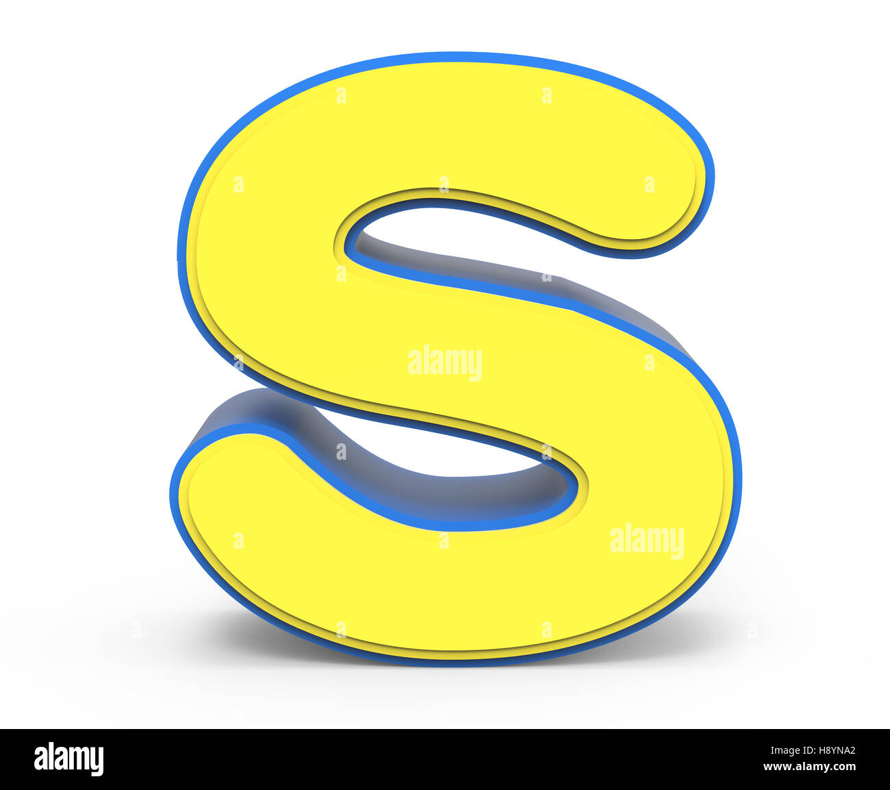 3d Rendering Lindo Amarillo Letra S Aislado Fondo Blanco Toylike
