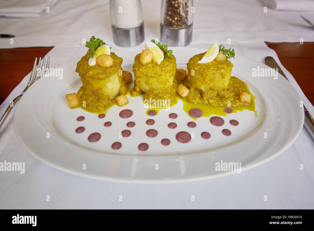 Comida Tradicional Peruana Llamada Ocopa Arequipena Servido En Un