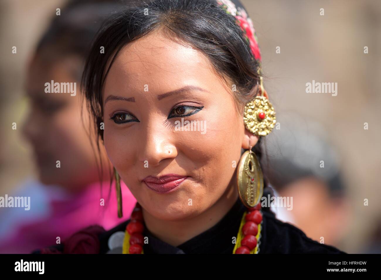 Nepal Nepal Mujer Vestido Tradicional Celebración De Boda Maquillaje Asia Femenina Local Para