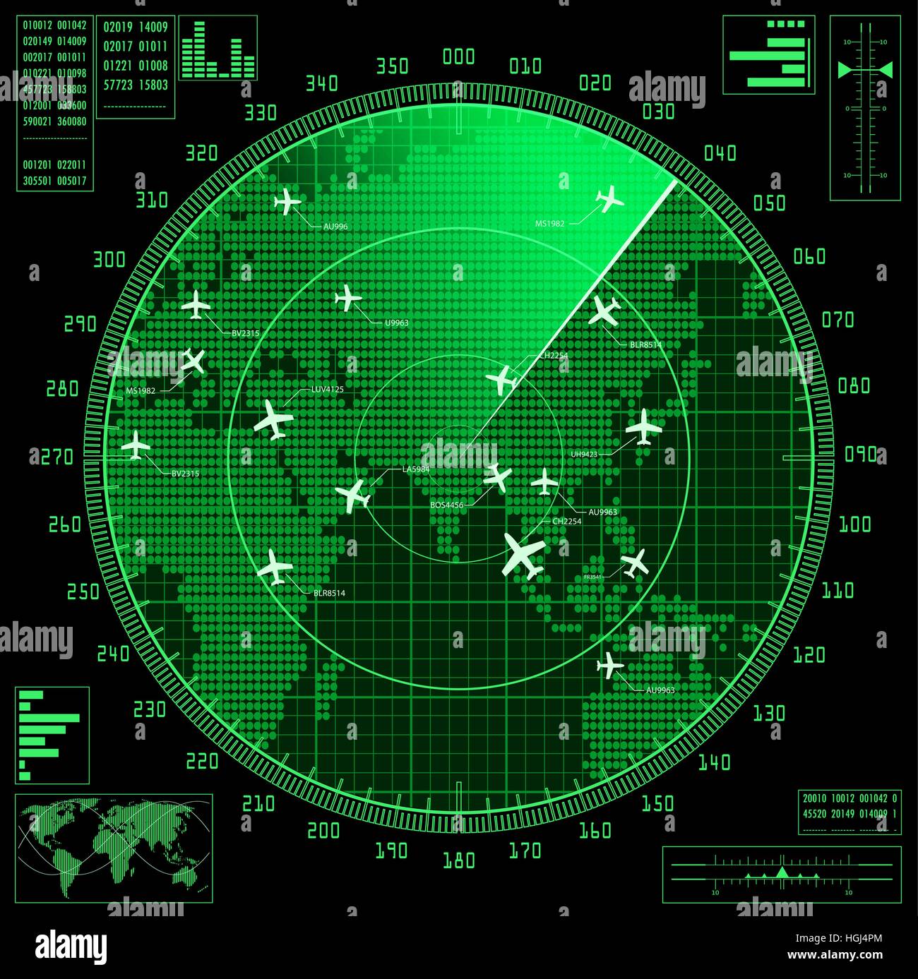 Avión De Combate En Los Iconos De Radar