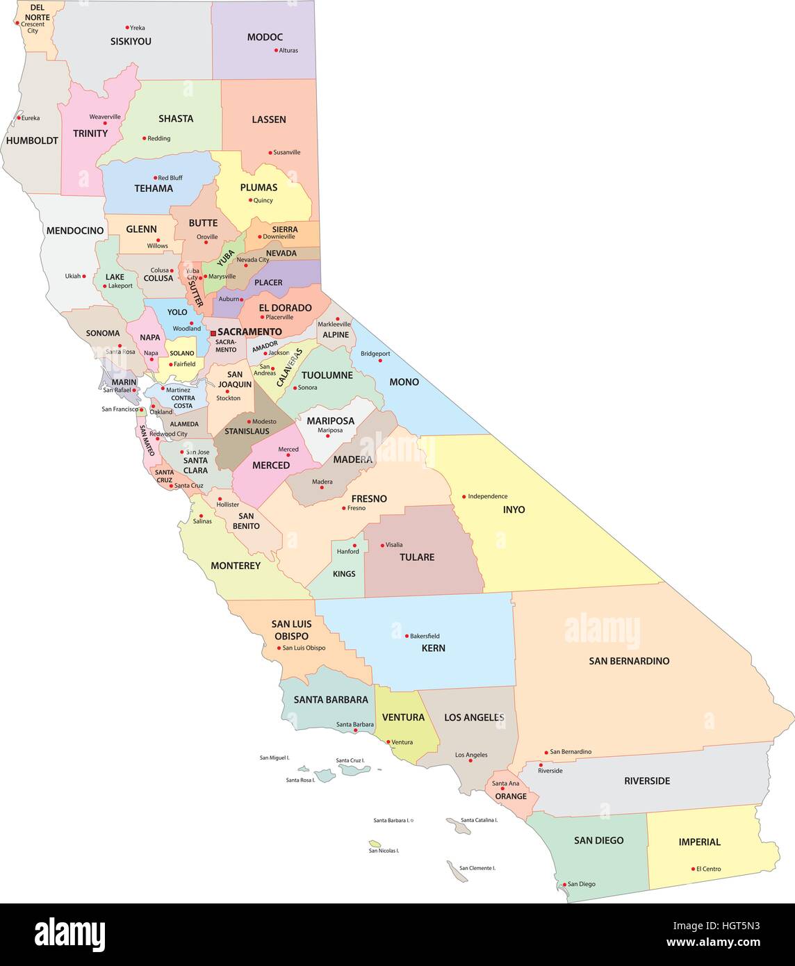 Mapa De California Y Sus Ciudades