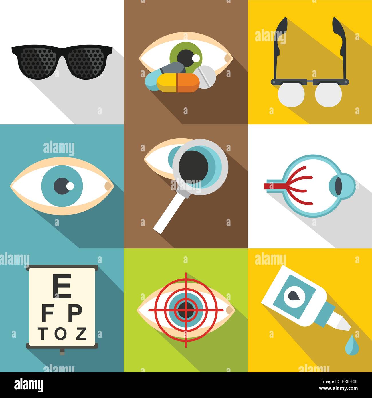 Iconos De Oftalmología Ilustración Plana De 9 Iconos Vectoriales De