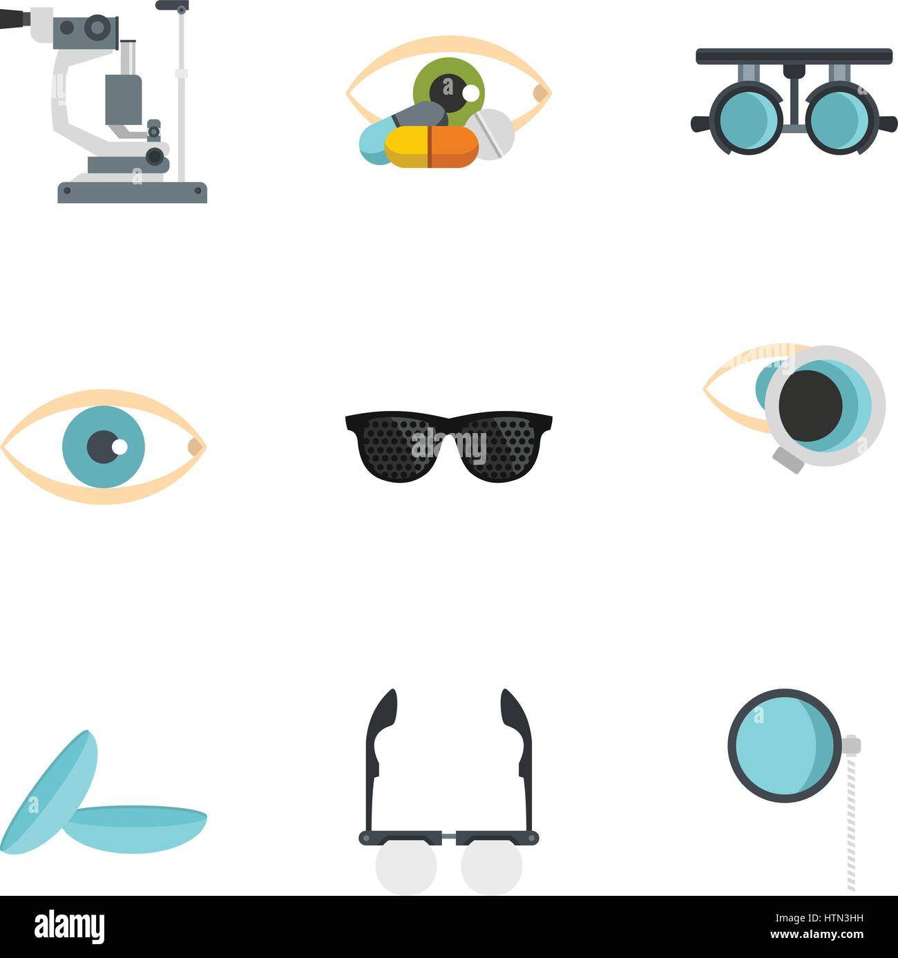 Iconos De Oftalmología Ilustración Plana De 9 Iconos Vectoriales De