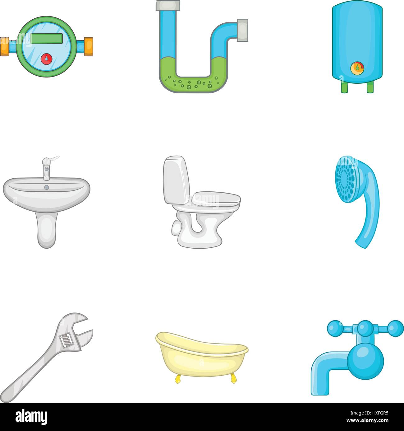 Iconos De Sanitarios Estilo De Dibujos Animados Imagen Vector De Stock ...