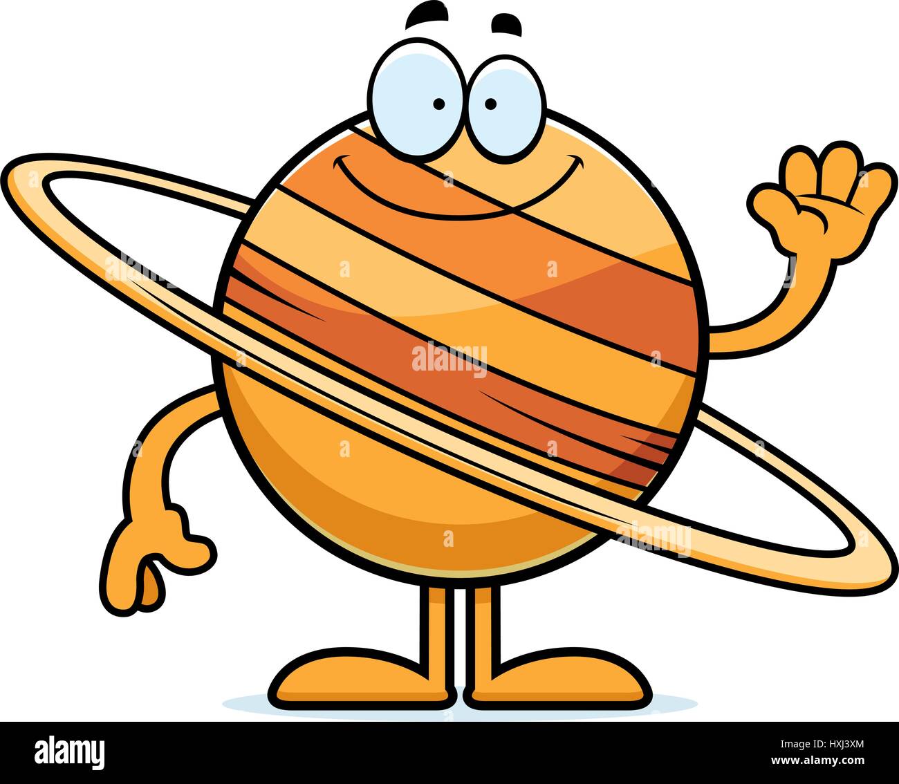 Una Caricatura Ilustración Del Planeta Saturno Ondeando Imagen Vector