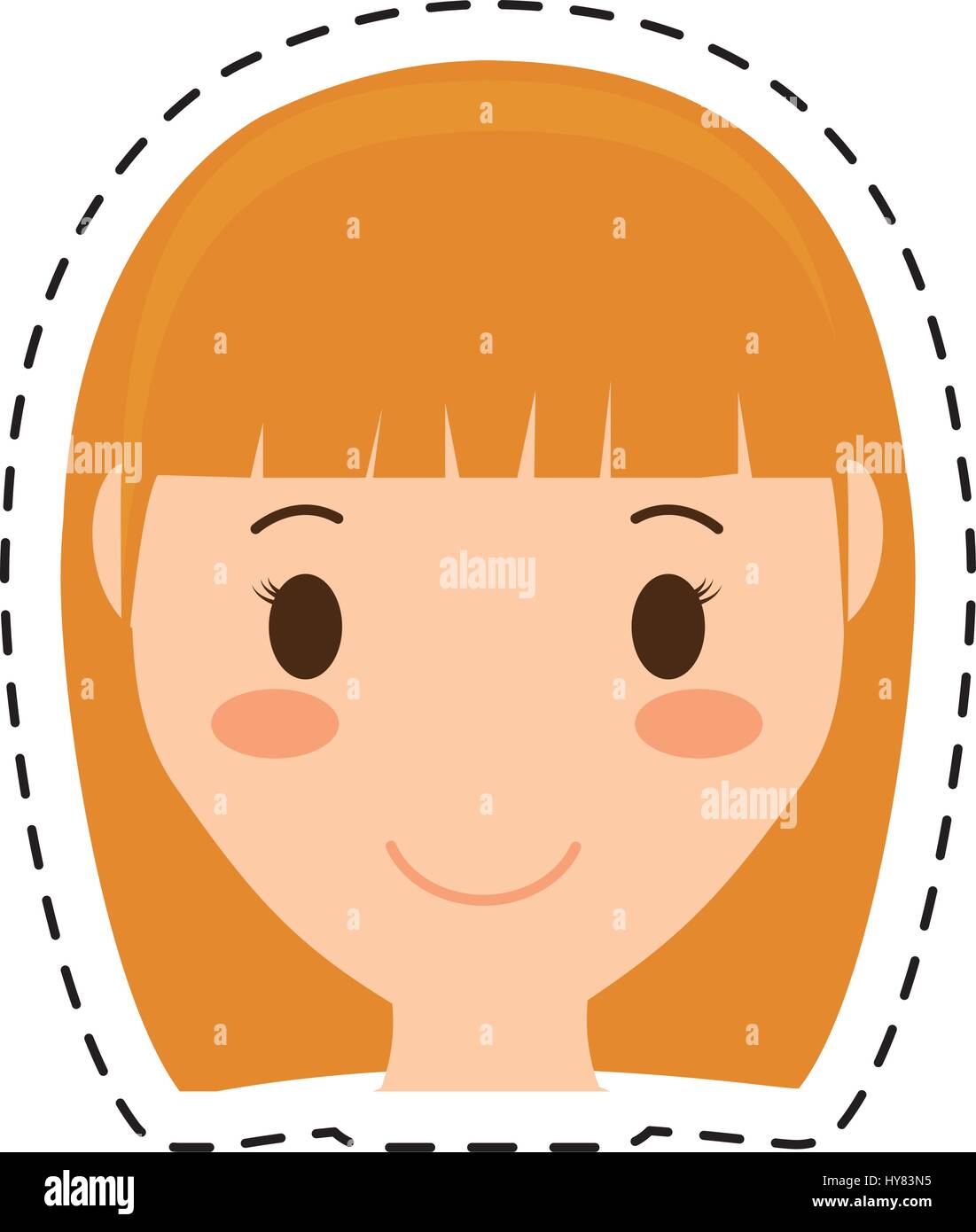 Happy Girl Face Icono Dibujos Animados Sobre Fondo Blanco Ilustración