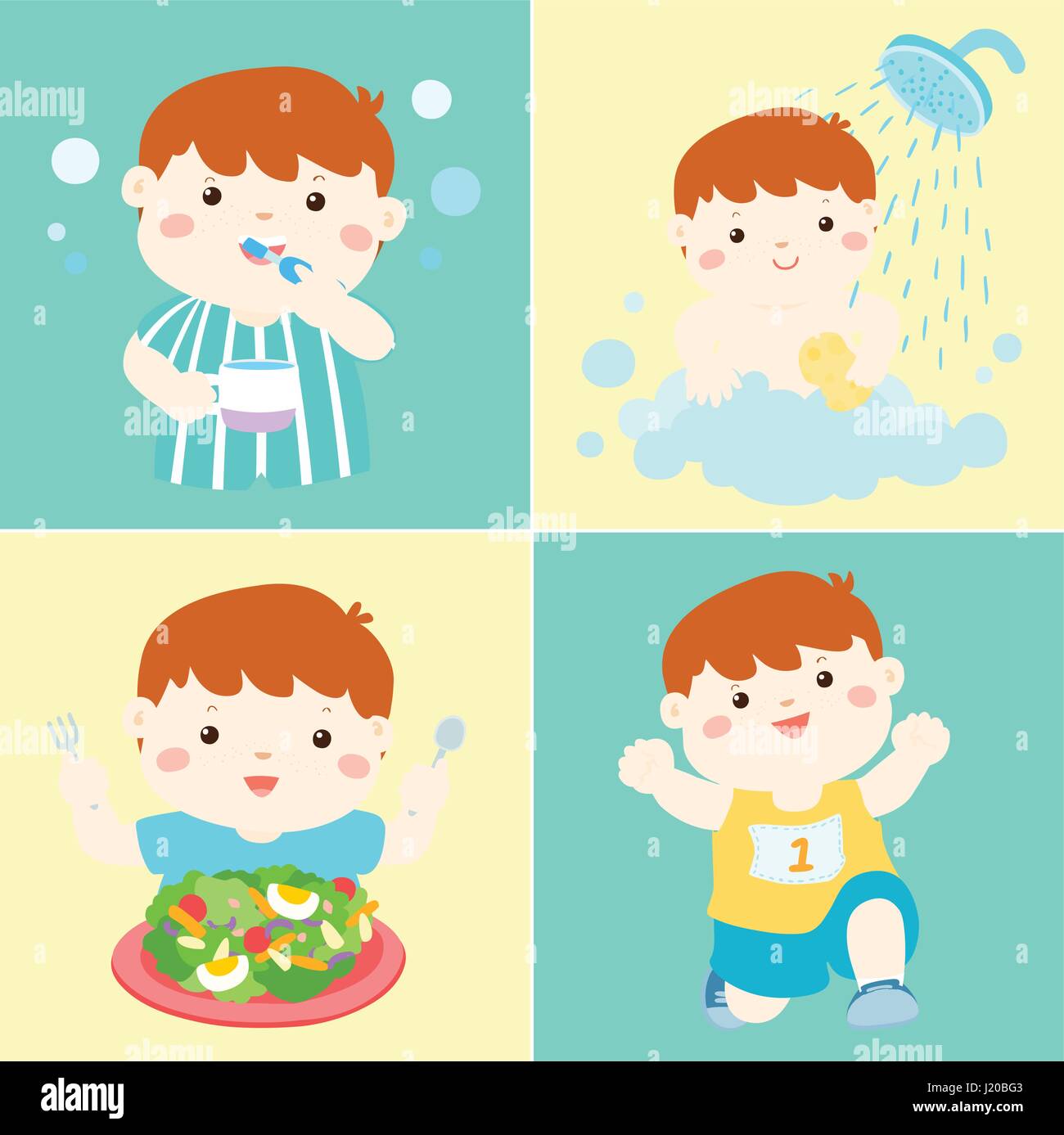 Niño Cepillarse El Cabello Clipart