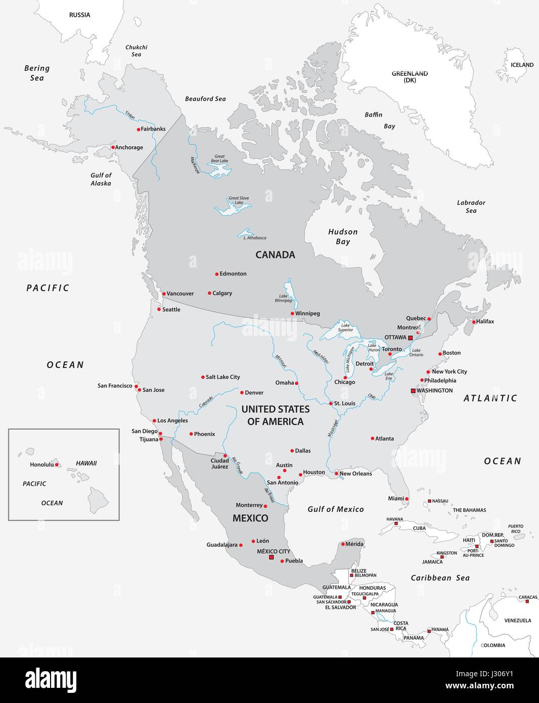 Mapa de Norteamérica en blanco y negro Imagen Vector de stock - Alamy Mapa de Norteamérica en blanco y negro Imagen Vector de stock - Alamy