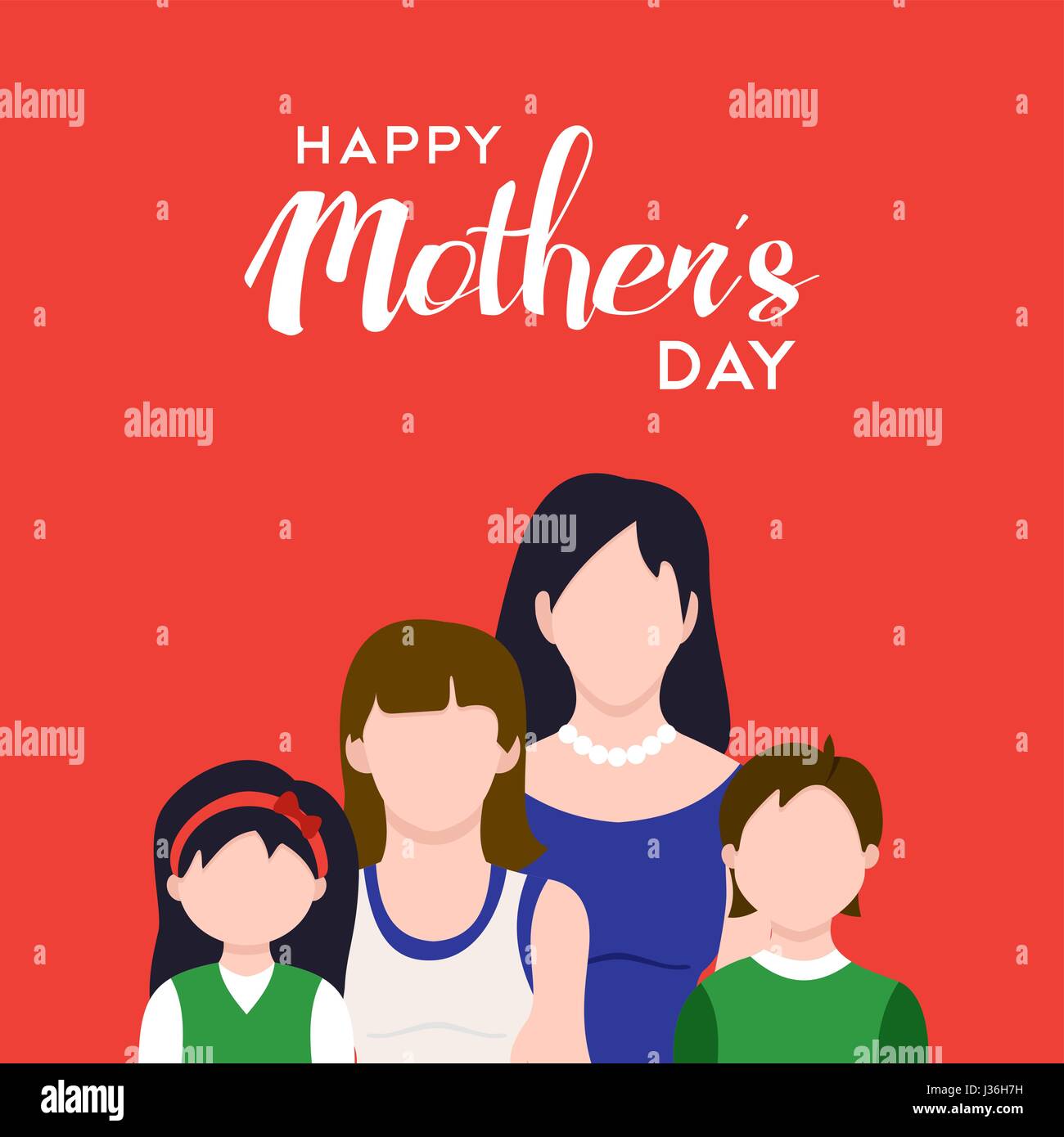 Feliz Día De Las Madres De Familia La Mamá De Ilustración Y De Vacaciones Con Niños El Amor