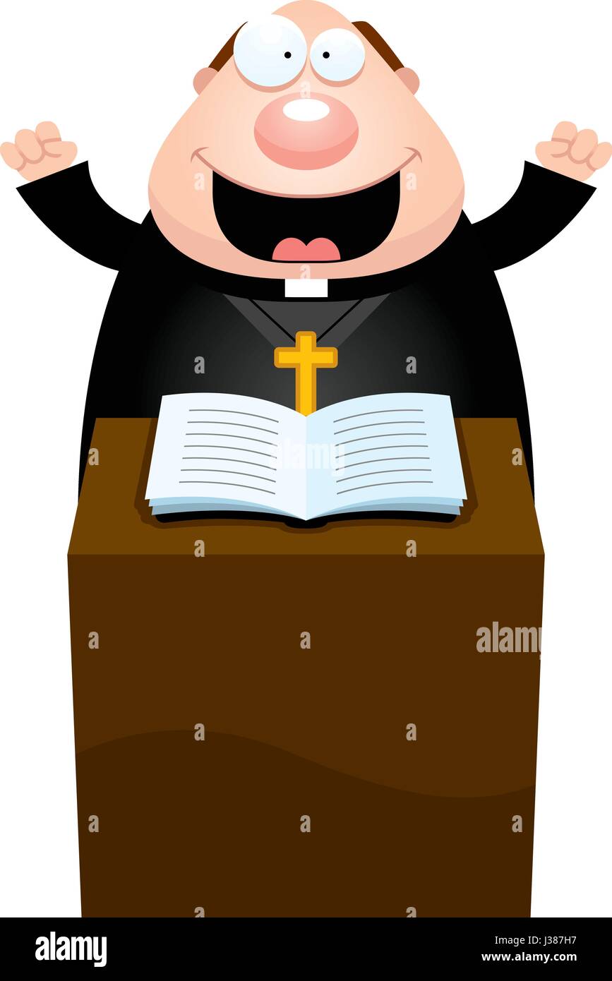 Ilustración De Una Caricatura De Un Sacerdote Dando Un Sermón Imagen