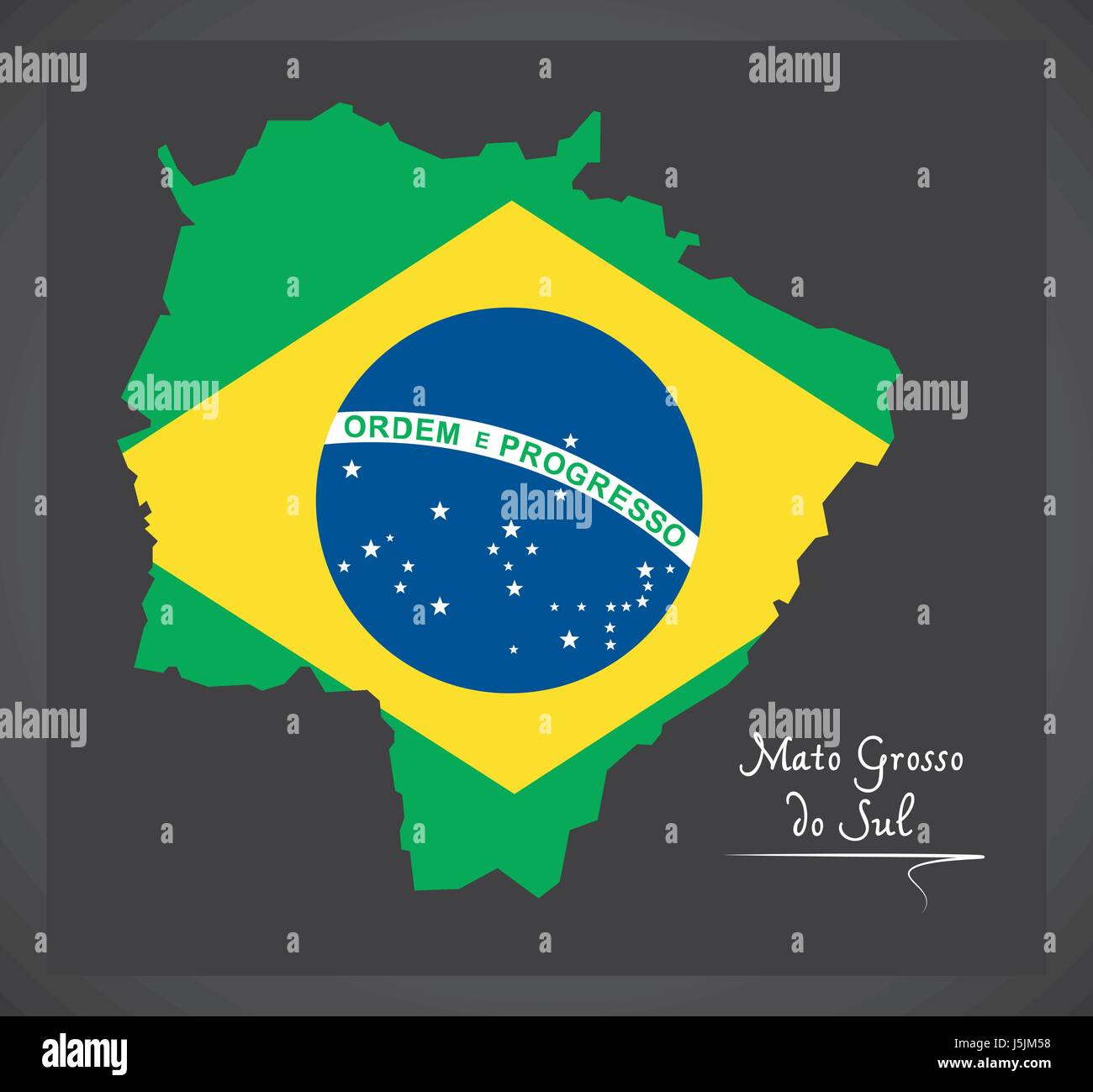 Mato Grosso Do Sul Mapa Con Bandera Nacional Brasileña Ilustración