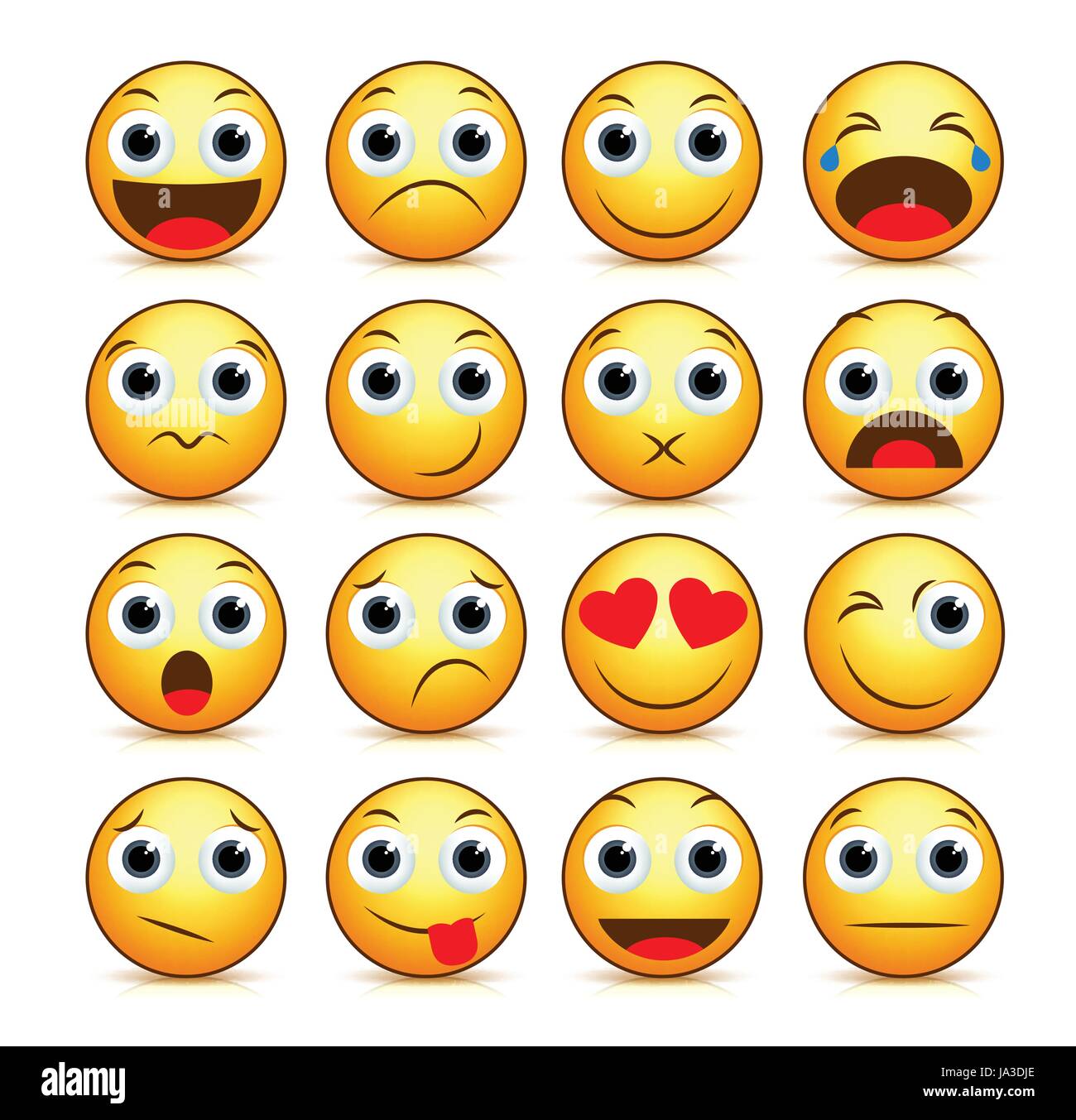 Cartoon Vectores Smiley Face Set De Emoticonos E Iconos Amarillos Con