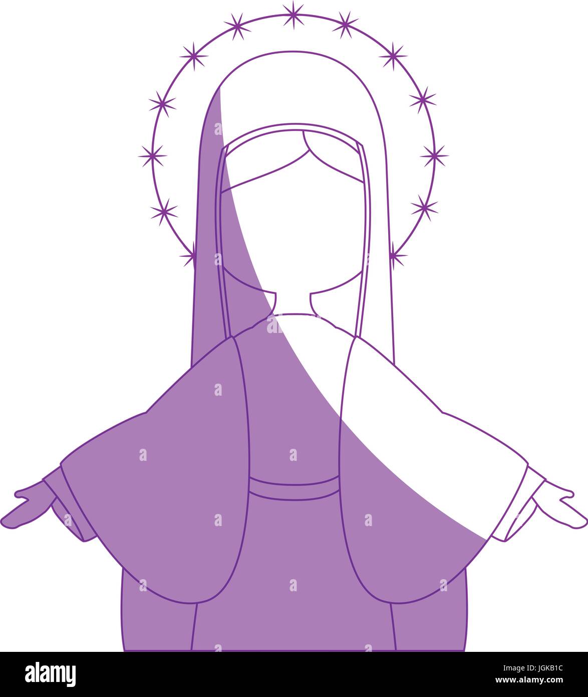 Virgen María Cartoon Icono Ilustración Vectorial Diseño Gráfico Imagen