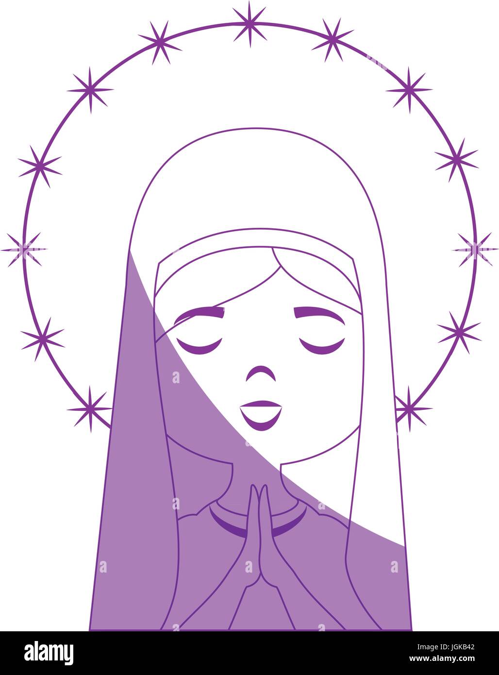 Virgen María Cartoon Icono Ilustración Vectorial Diseño Gráfico Imagen