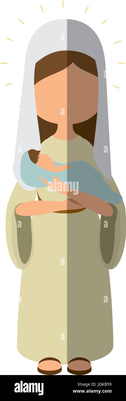 Virgen María Cartoon Icono Ilustración Vectorial Diseño Gráfico Imagen