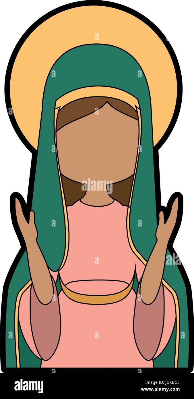 Virgen María Cartoon Icono Ilustración Vectorial Diseño Gráfico Imagen