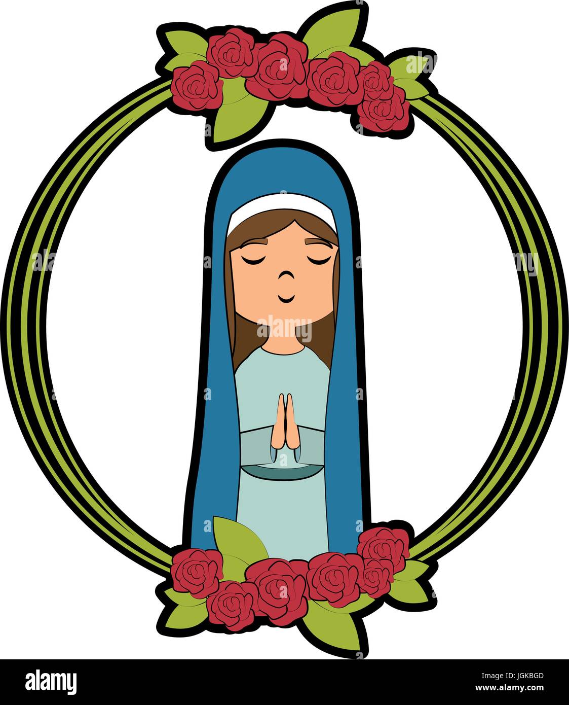 Virgen María Cartoon Icono Ilustración Vectorial Diseño Gráfico Imagen