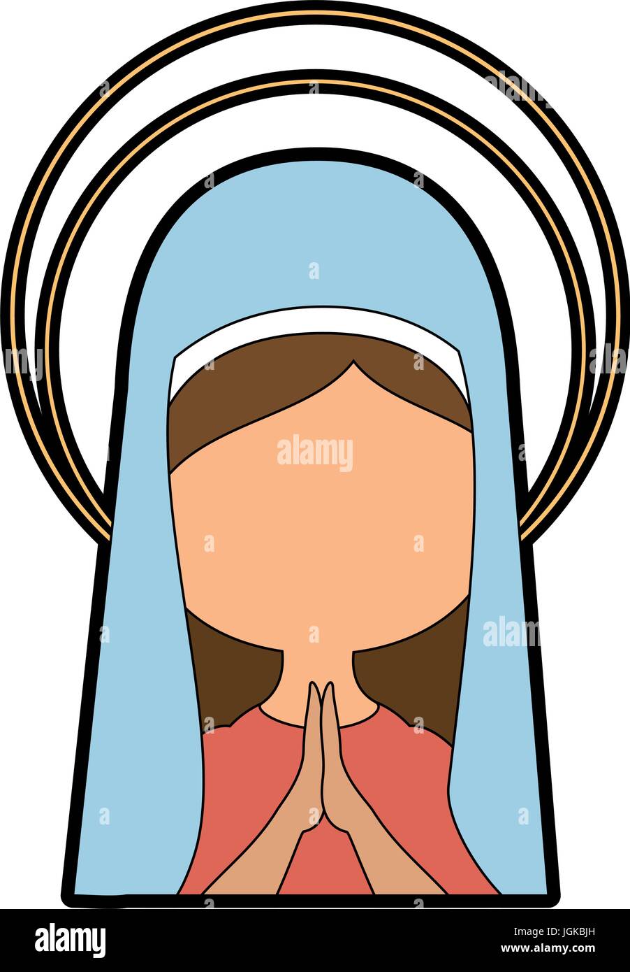 Virgen María Cartoon Icono Ilustración Vectorial Diseño Gráfico Imagen