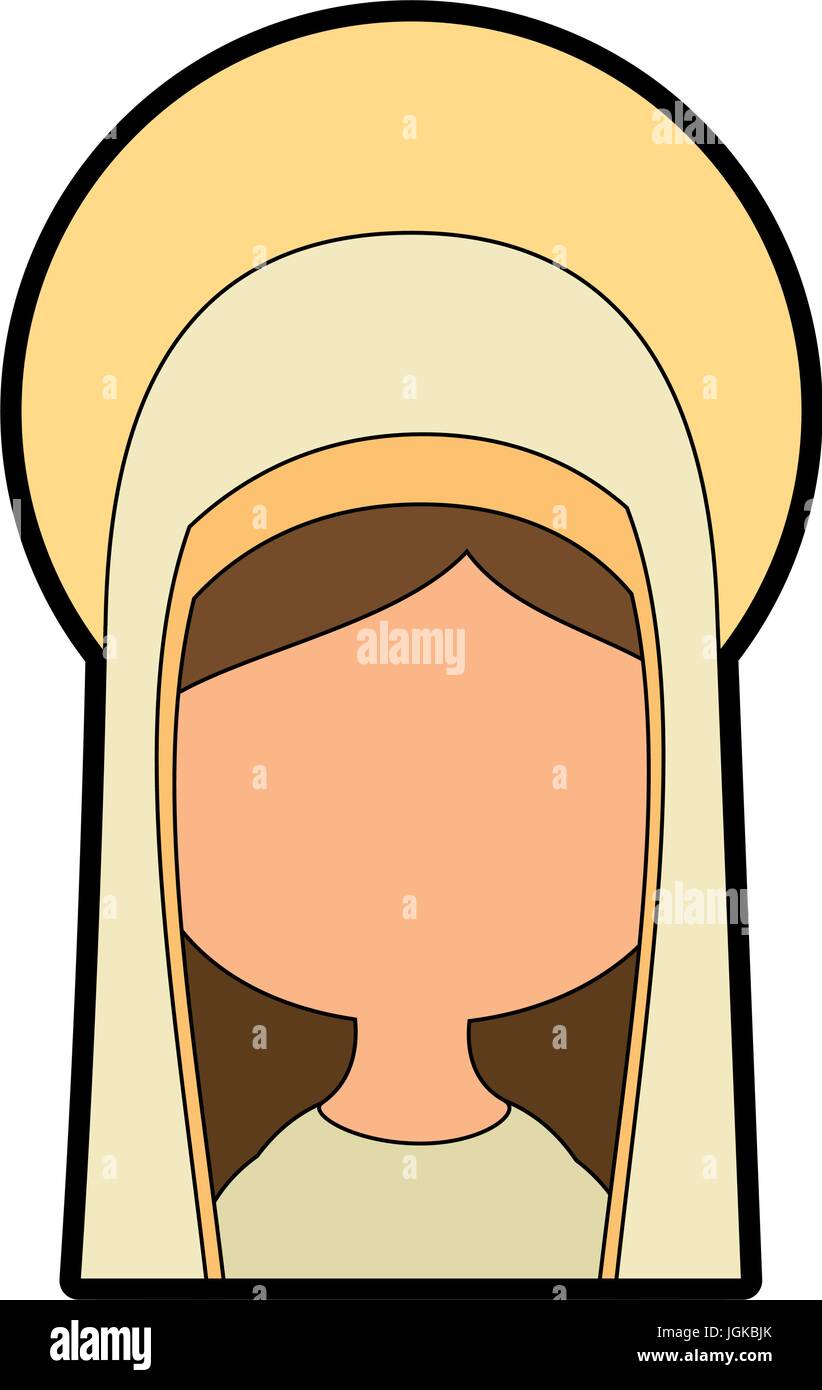 Virgen María Cartoon Icono Ilustración Vectorial Diseño Gráfico Imagen