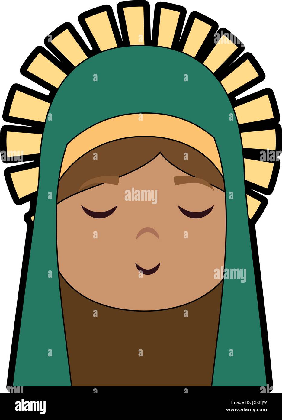 Virgen María Cartoon Icono Ilustración Vectorial Diseño Gráfico Imagen