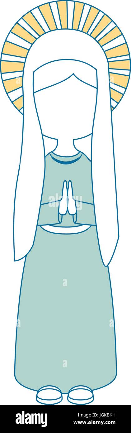 Virgen María Cartoon Icono Ilustración Vectorial Diseño Gráfico Imagen