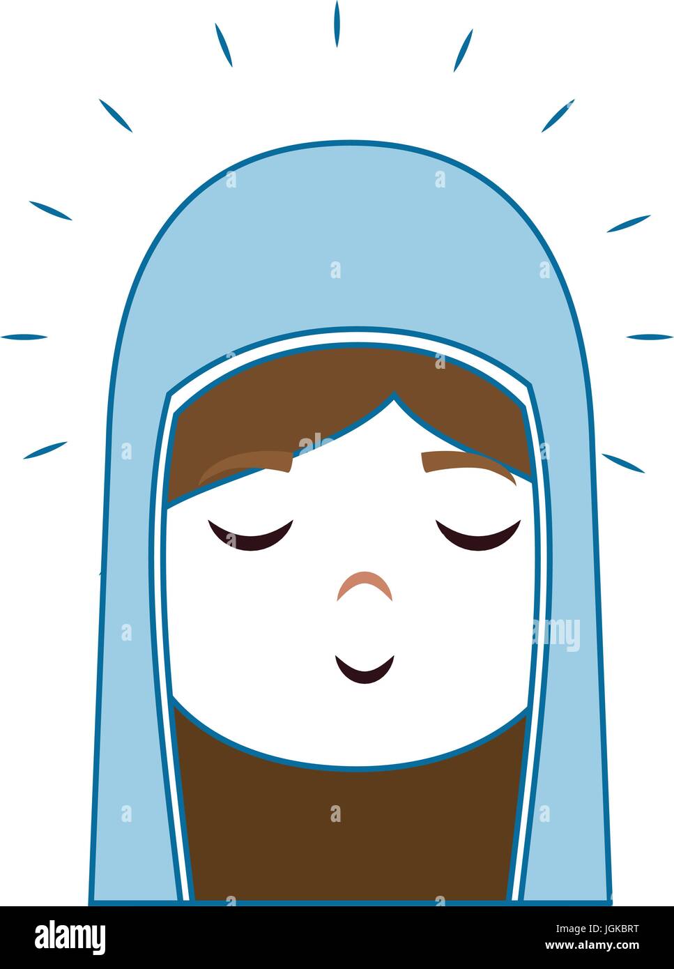 Virgen María Cartoon Icono Ilustración Vectorial Diseño Gráfico Imagen