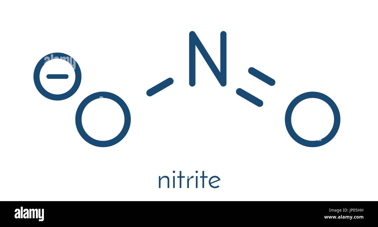 Anión nitrito, estructura química. Se utilizan las sales de nitrito en ... Anión nitrito, estructura química. Se utilizan las sales de nitrito en ...