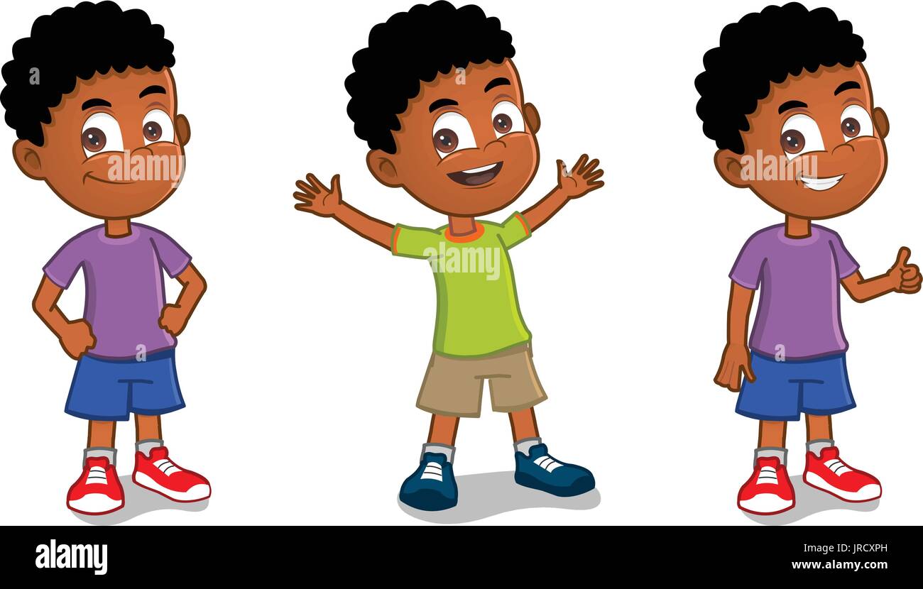 Niño Negro De Dibujos Animados