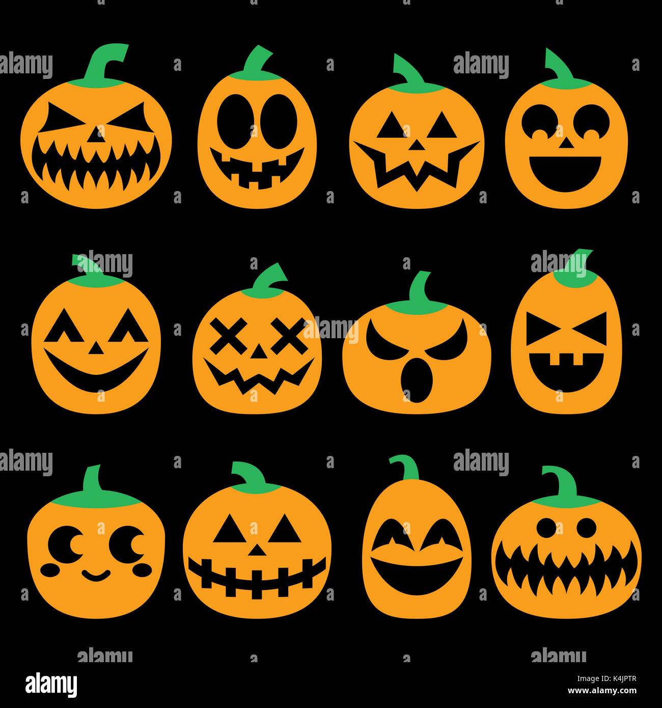 Conjunto de iconos vectoriales de calabaza, halloween caras tenebrosas ... Conjunto de iconos vectoriales de calabaza, halloween caras tenebrosas ...