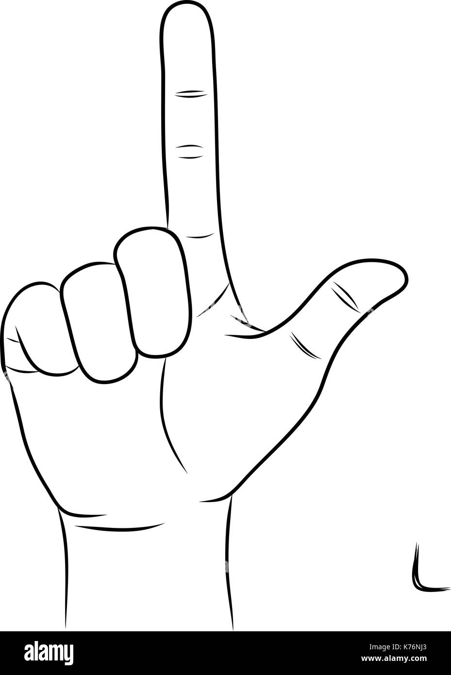 El Lenguaje De Señas Y El Alfabeto La Letra L Imagen Vector De Stock