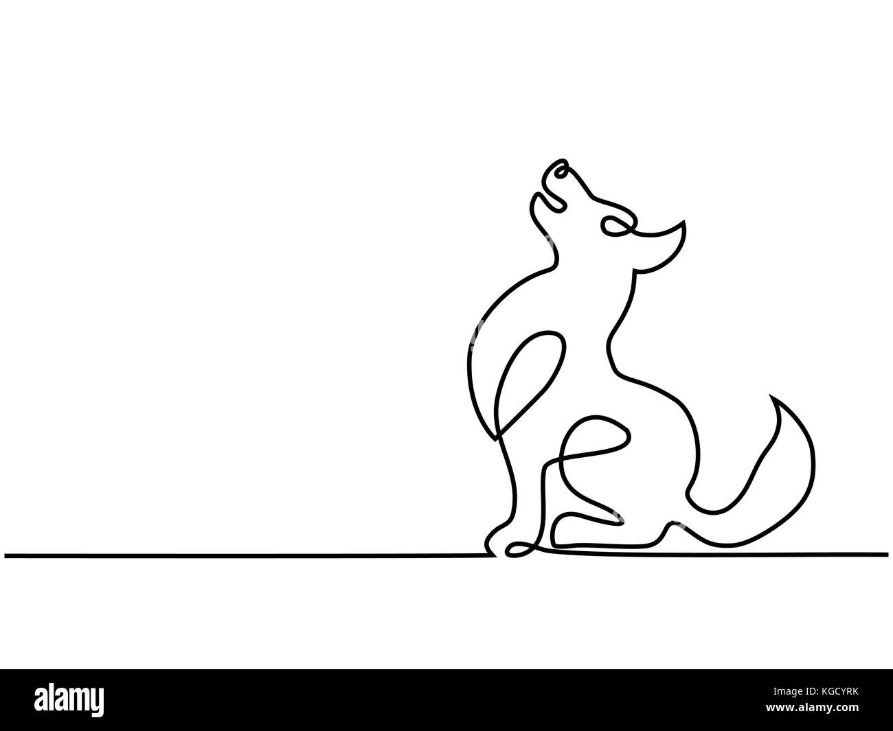 Dibujo de línea continua. Lindo perro sentado. Ilustración vectorial ... Dibujo de línea continua. Lindo perro sentado. Ilustración vectorial ...