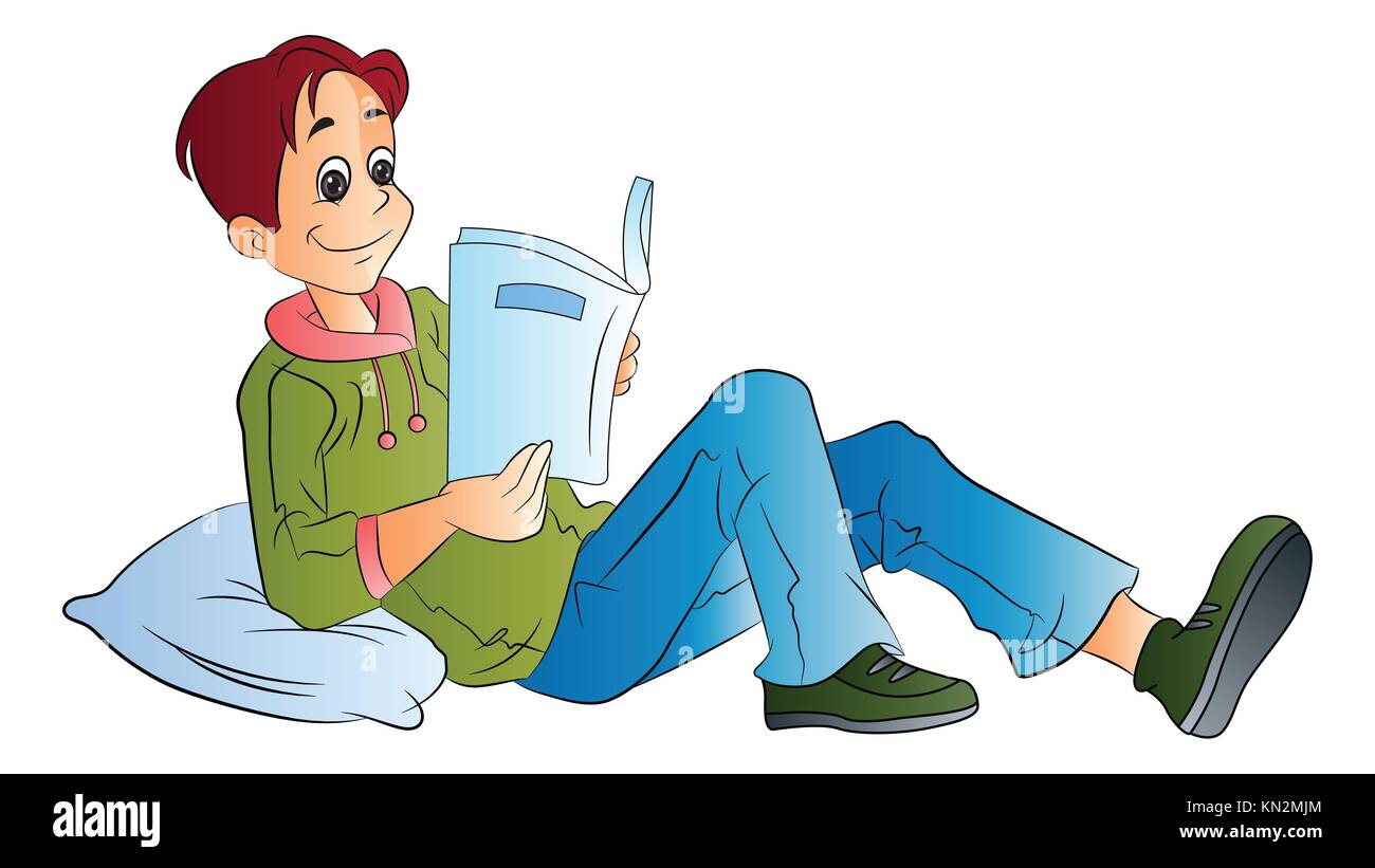 Joven Leyendo Un Libro Ilustración Vectorial Fotografía De Stock Alamy